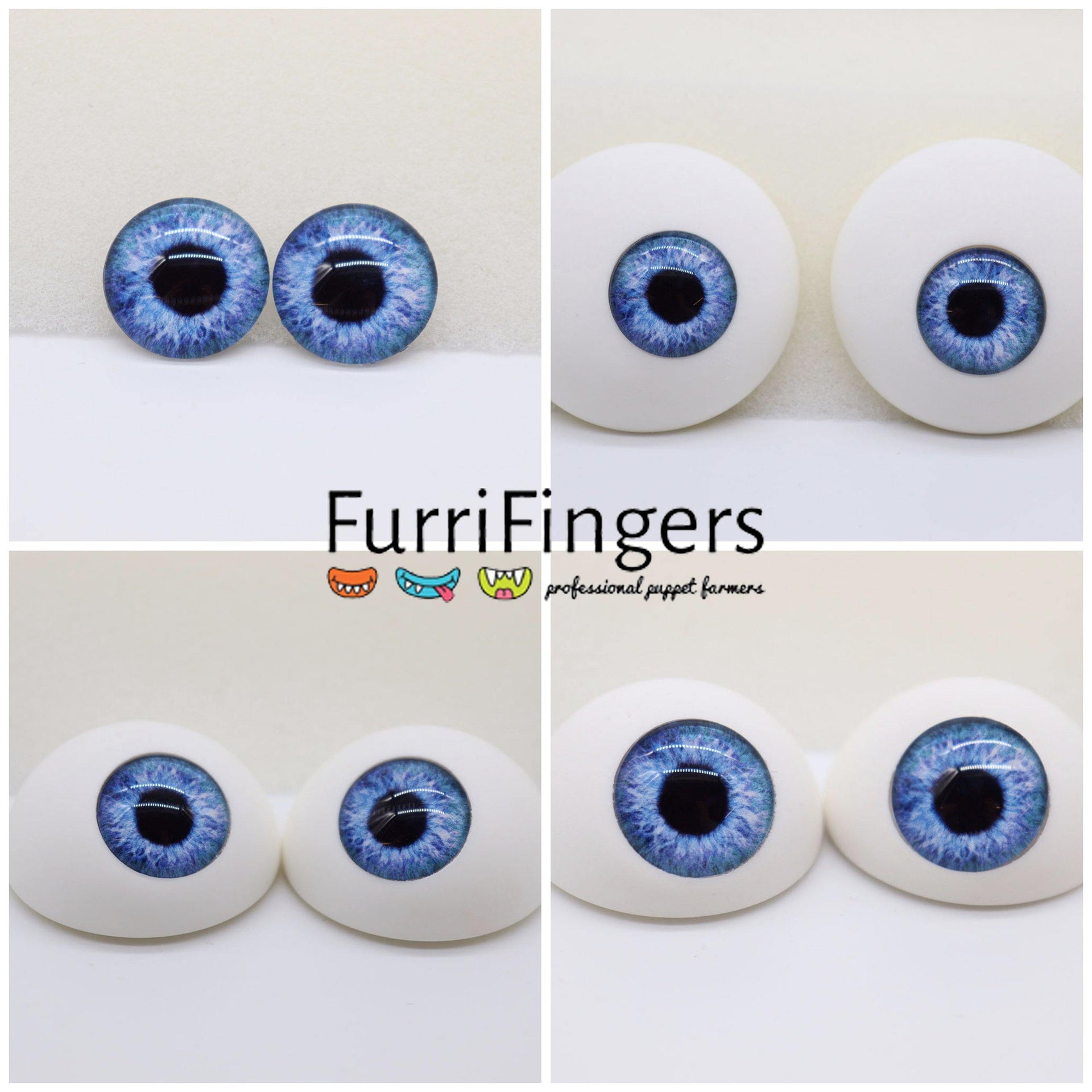 40mm Domed Puppet Eyes with Cabachon Iris - BLUE LAGOON