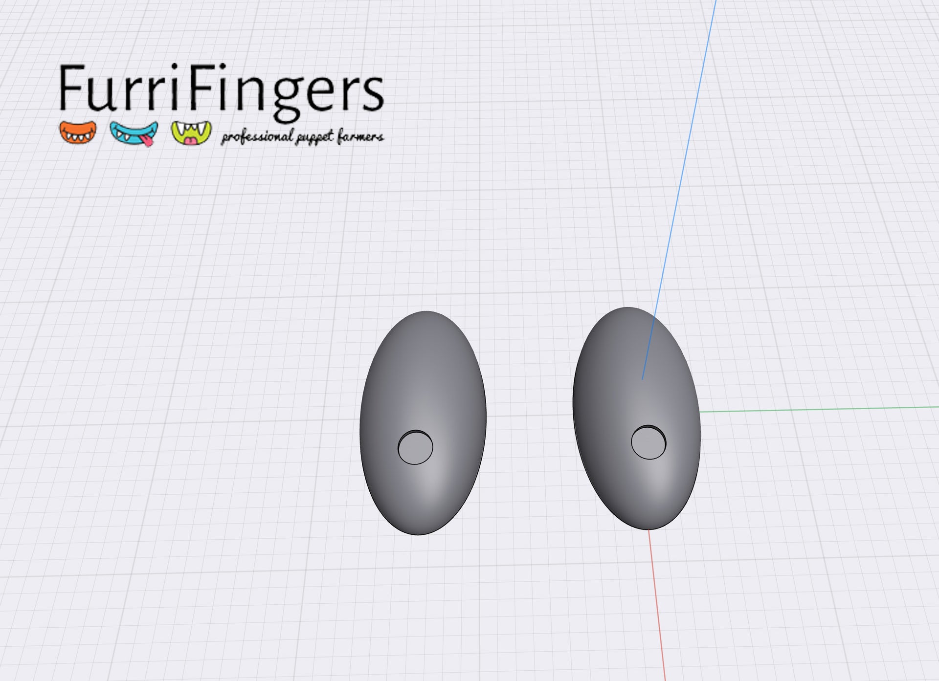 3D Printed 50mm Oval Puppet Eyes .stl file - DIGITAL FILES