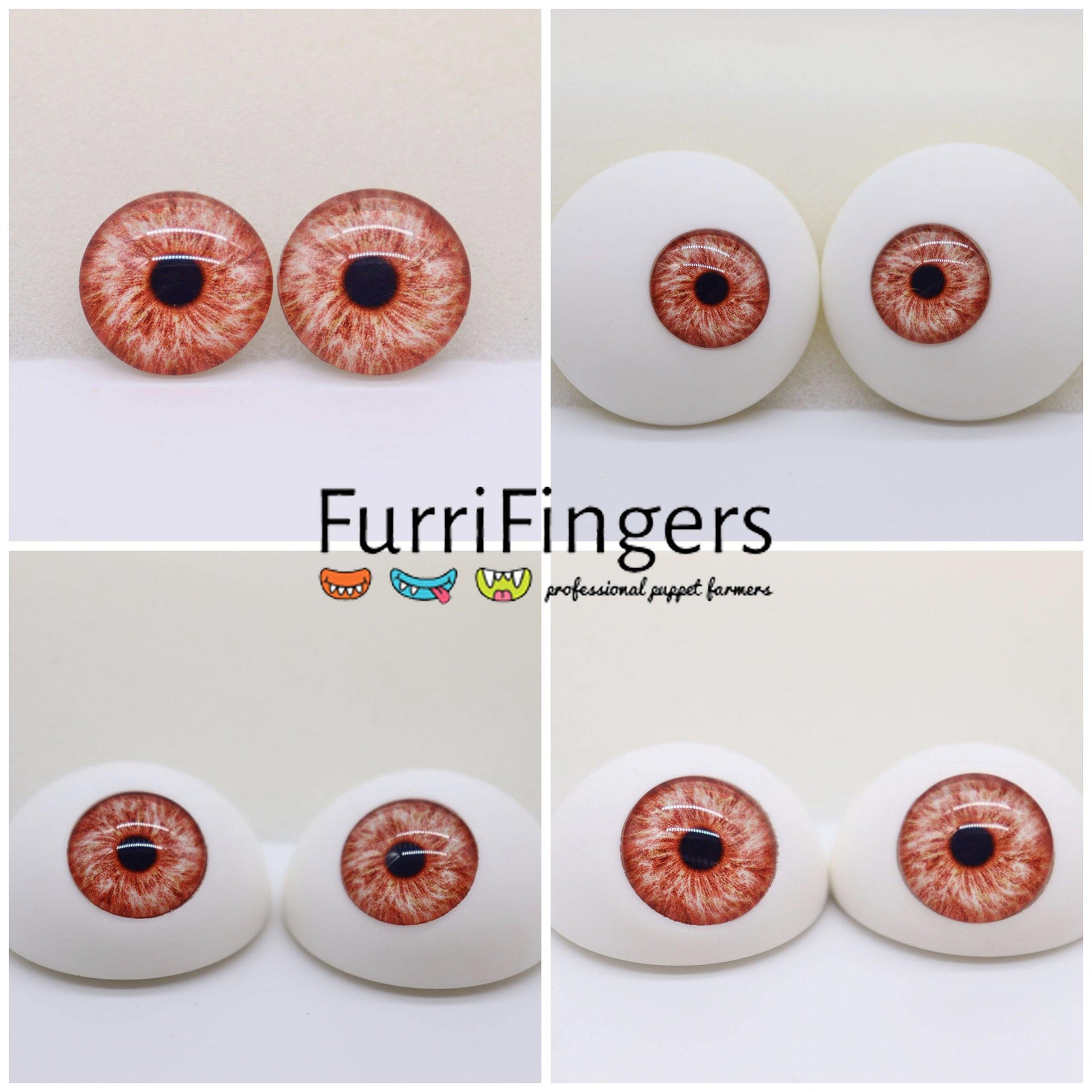 40mm Domed Puppet Eyes with Cabachon Iris - RUST