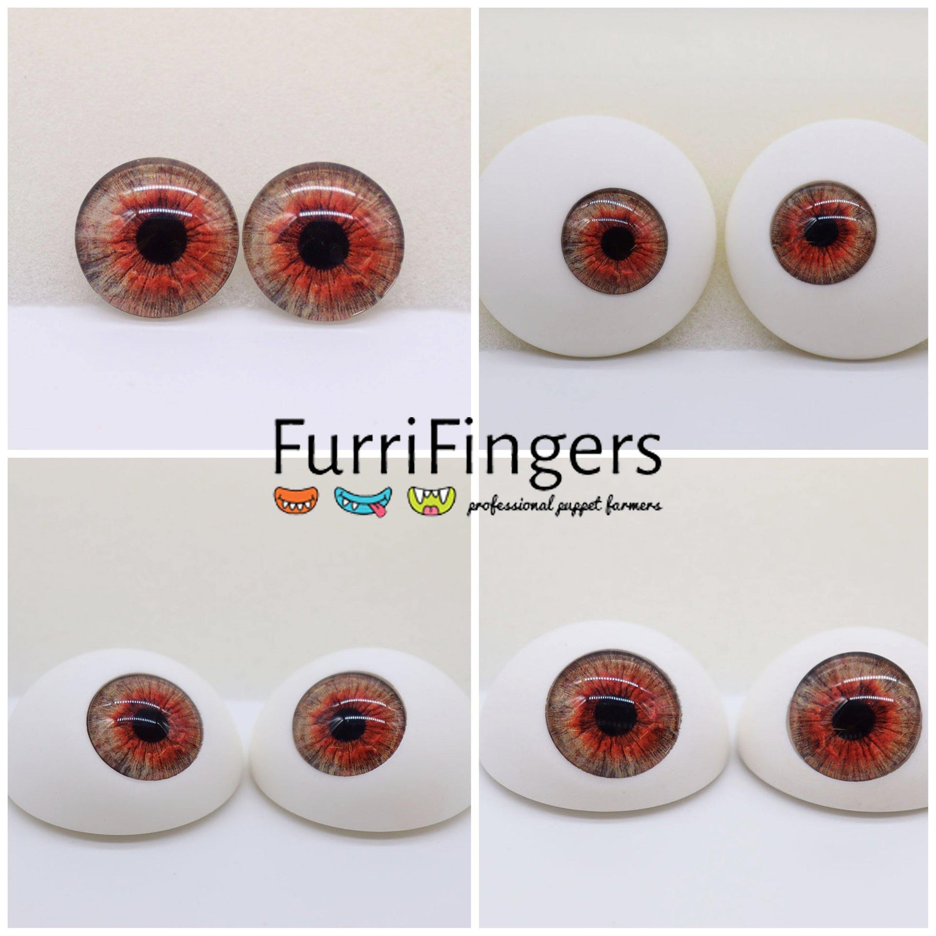 40mm Domed Puppet Eyes with Cabachon Iris - TORTOISESHELL