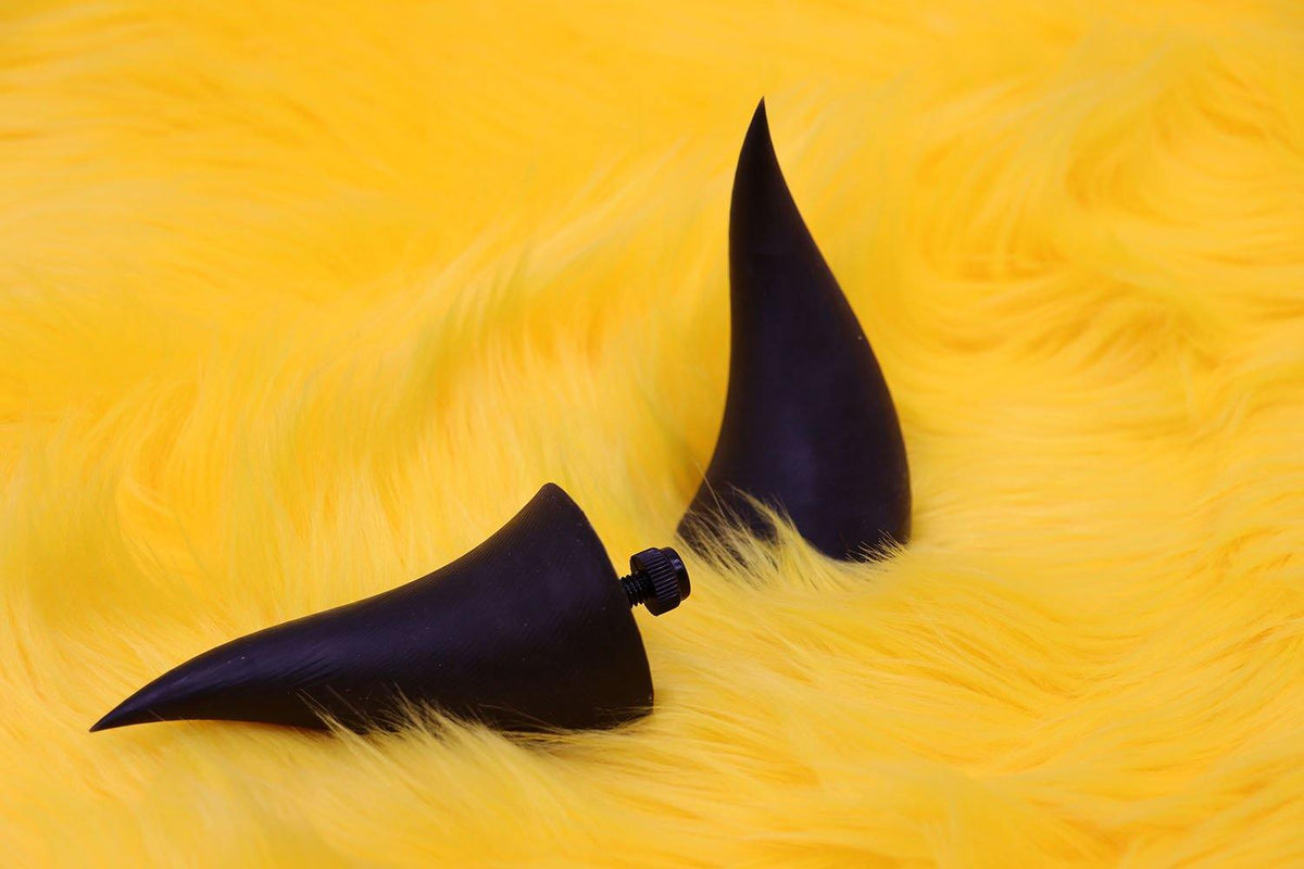 Black Curly Puppet Horns