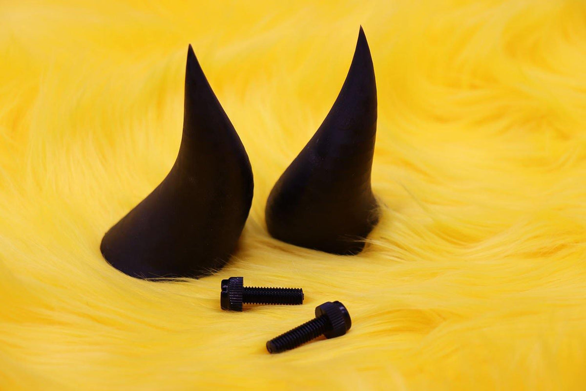Black Curly Puppet Horns