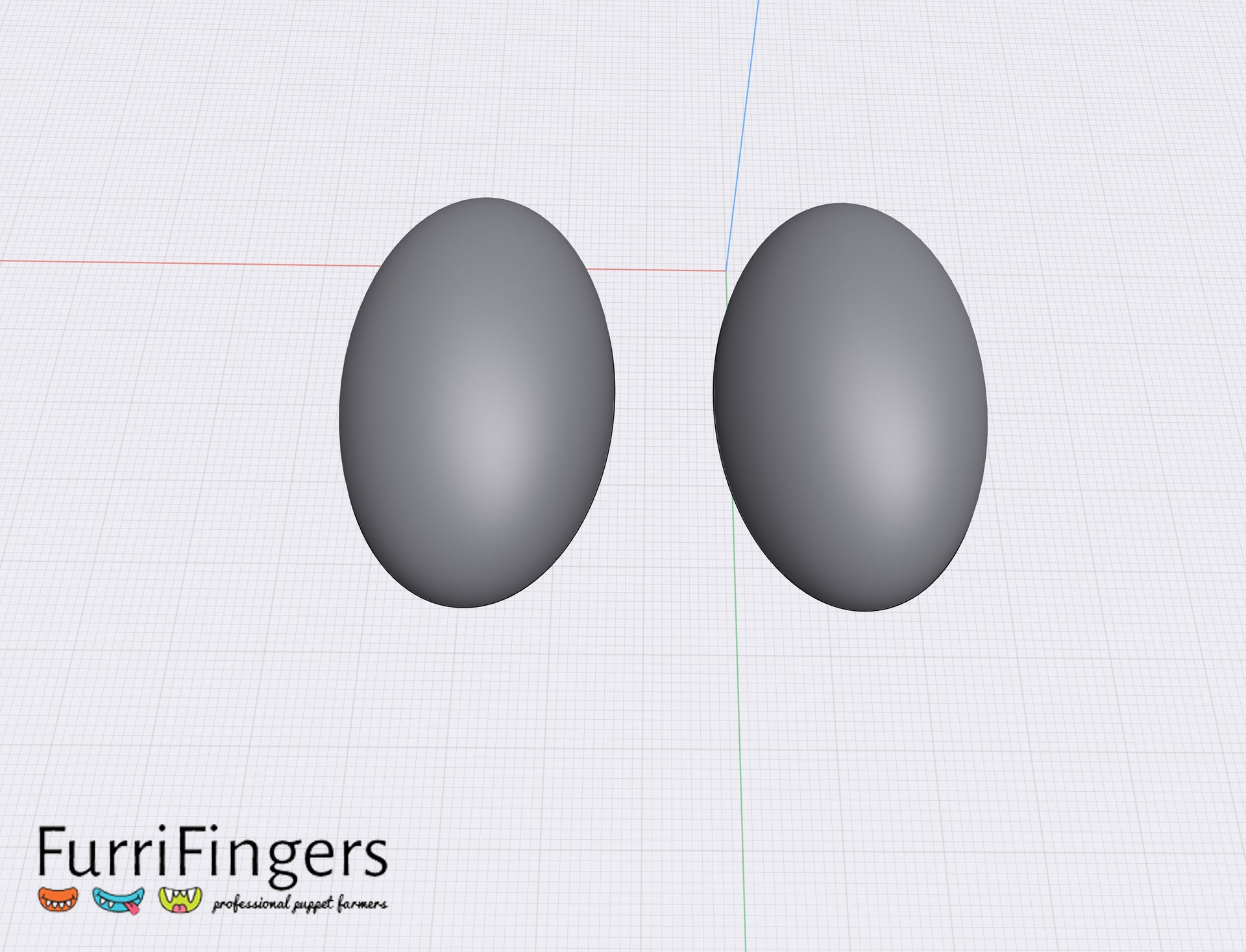 3D Printed 50mm Oval Blank Puppet Eyes .stl file - DIGITAL FILES
