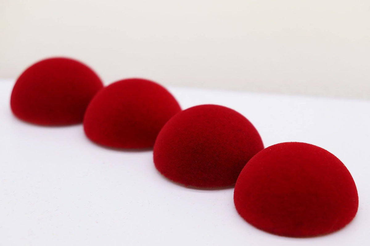 Red Flocked Round Puppet Nose - 40mm